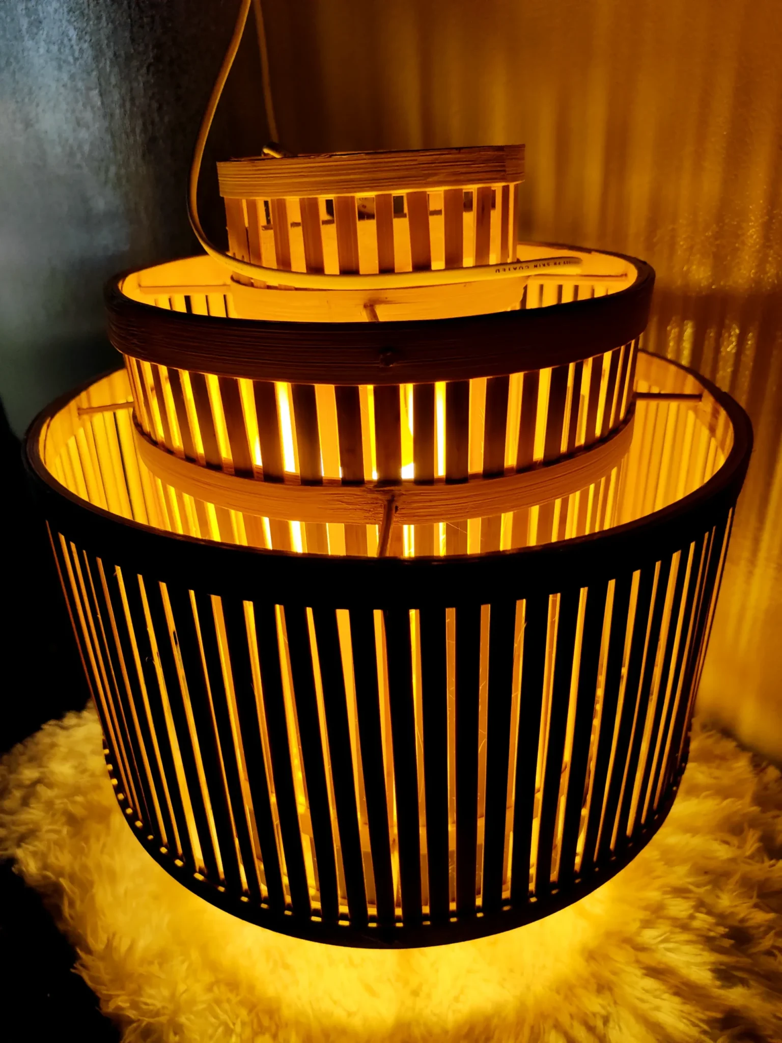 Bamboo Lamp Shade Triple Layer Ceiling Hanging Lamp - Craftizz.com