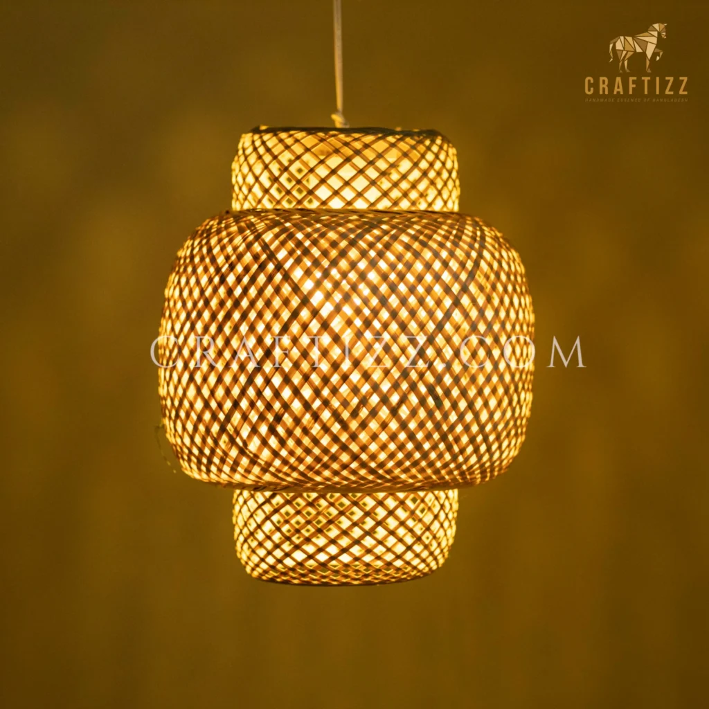Premium Double Layer Ceiling Hanging Bamboo Lamp Shade - Craftizz.com